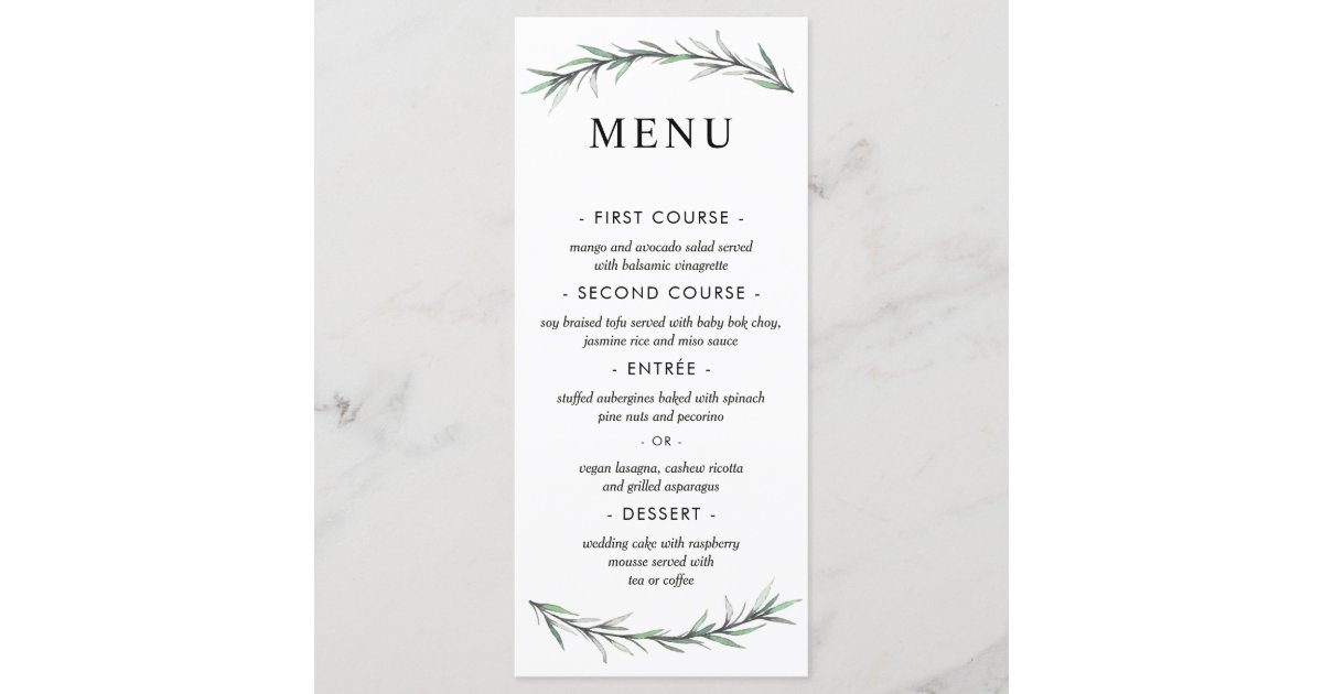 Wild Rosemary Botanical Wedding Menu | Zazzle