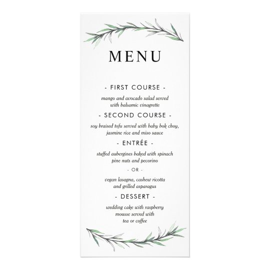 Wild Rosemary Botanical Wedding Menu | Zazzle.com