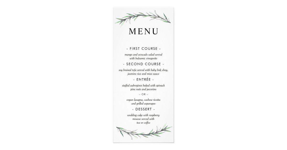 Wild Rosemary Botanical Wedding Menu | Zazzle.com