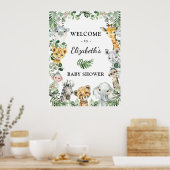 Wild Safari Animals Rustic Greenery Baby Welcome Poster | Zazzle