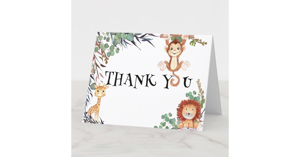 Wild Safari Animals Thank You Card | Zazzle