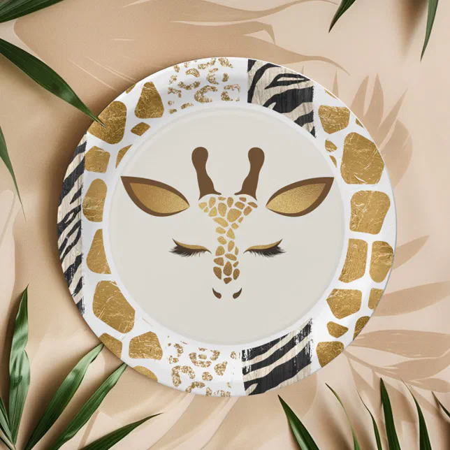 Wild safari giraffe birthday party paper plates | Zazzle