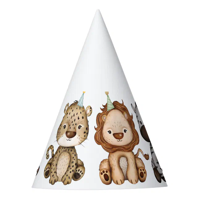 Wild Safari Jungle Zoo Animals 1st Birthday Party Hat | Zazzle