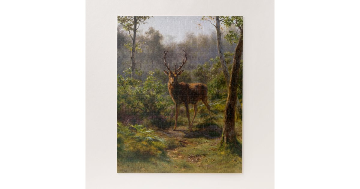 Wild Stag (Male Deer) in the Woods Jigsaw Puzzle | Zazzle