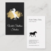 Wild Stallion Gold Brushed Leather Business Card | Zazzle