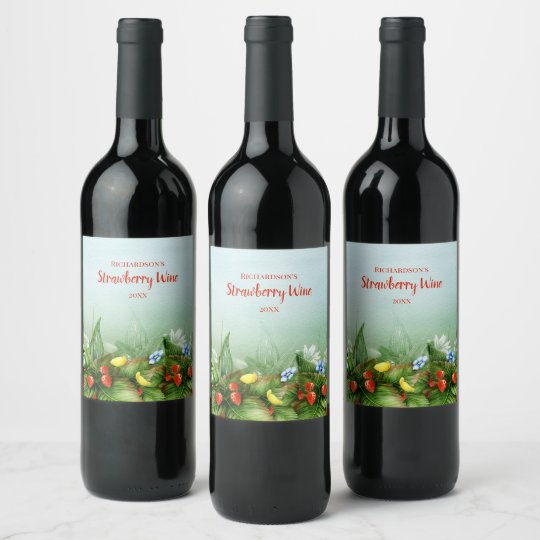 Wild strawberry field custom winemaker's wine label | Zazzle.com