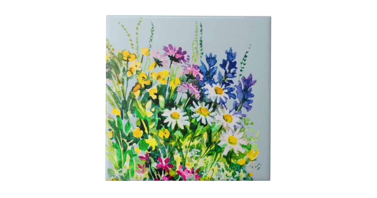 Wild summer flowers ceramic tile | Zazzle
