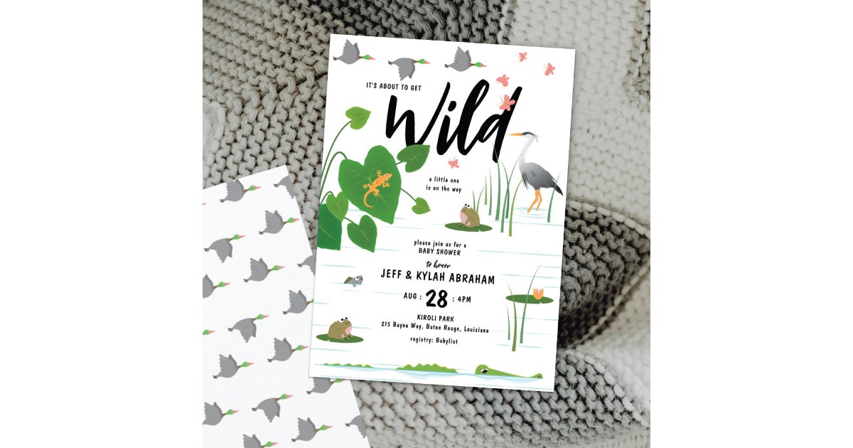 Wild Swamp Creatures Baby Shower Invitation | Zazzle