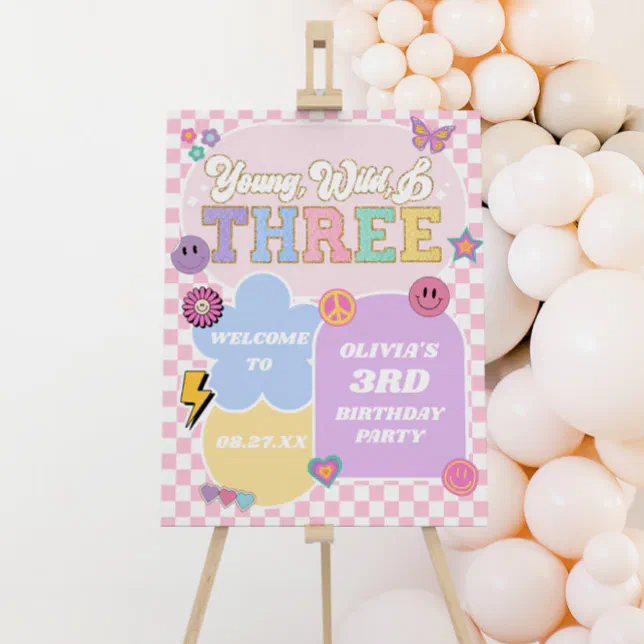 Wild Three Patch 3rd Birthday Party Welcome Sign | Zazzle