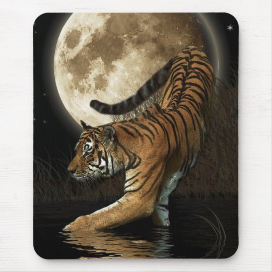 WILD TIGER & MOON Mousepad | Zazzle.com