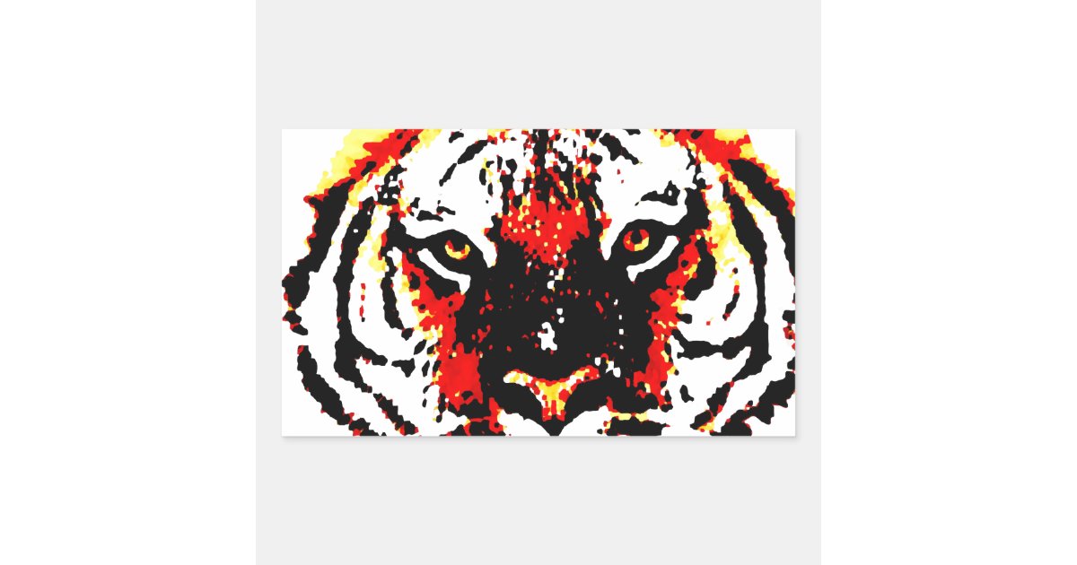 Wild Tiger Rectangular Sticker | Zazzle