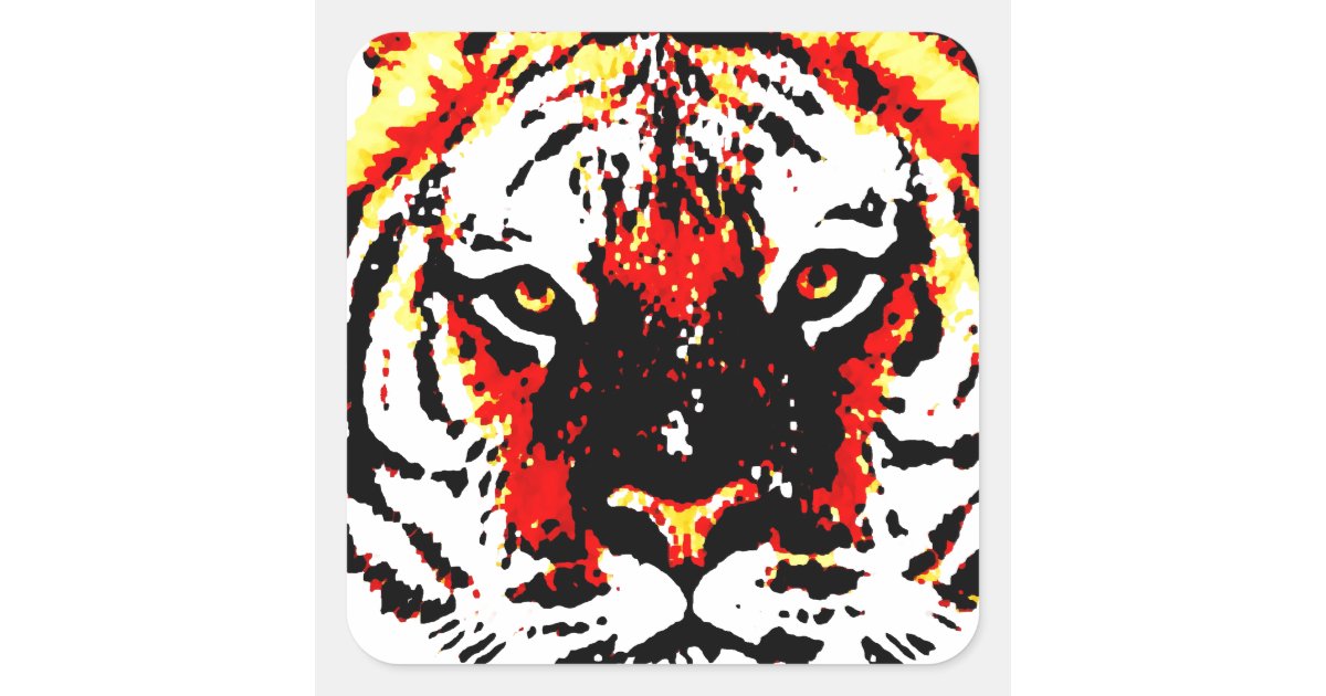 Wild Tiger Square Sticker | Zazzle