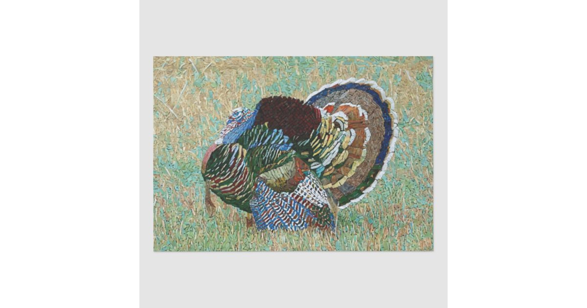 Wild Turkey Mosaic Pattern Print Decoupage Tissue Paper | Zazzle