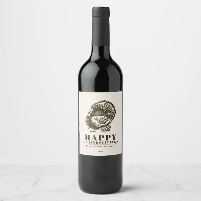 Wild Turkey | Thanksgiving Wine Label | Zazzle