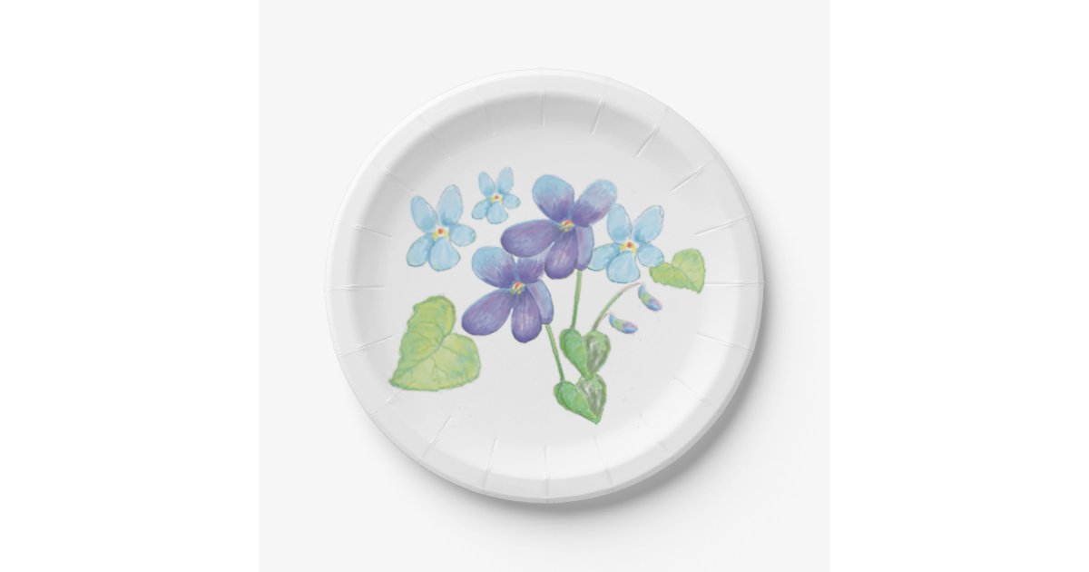 Wild Violet Flowers Illustration Paper Plates | Zazzle