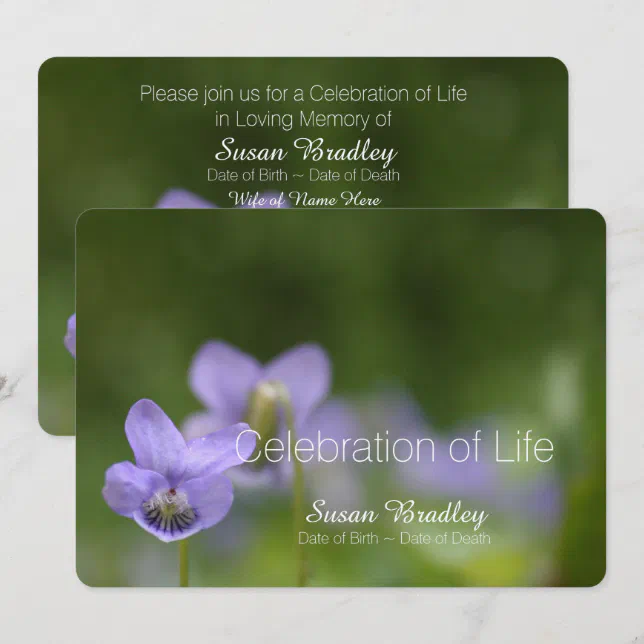 Wild Violets Celebration of Life Invitation | Zazzle