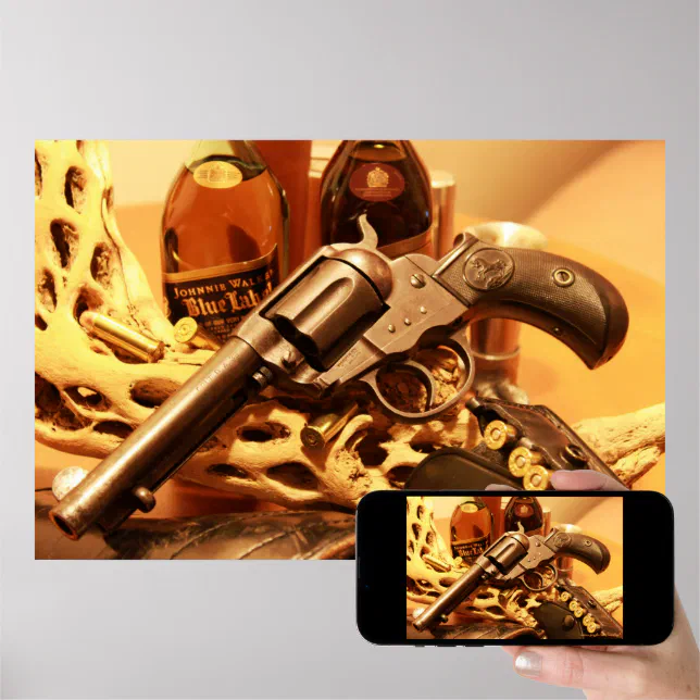 Wild west antique Colt Lightning revolver poster | Zazzle