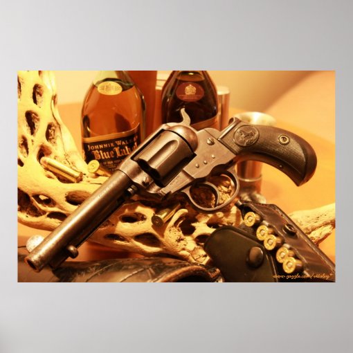 Wild west antique Colt Lightning revolver poster | Zazzle