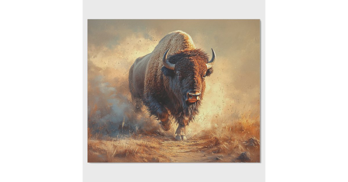 Wild West Bison Decoupage Wrapping Paper | Zazzle
