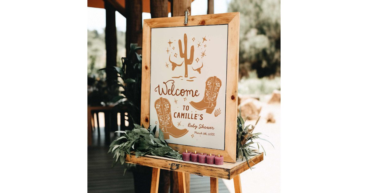 Wild West Cowboy Baby Shower Welcome Sign | Zazzle