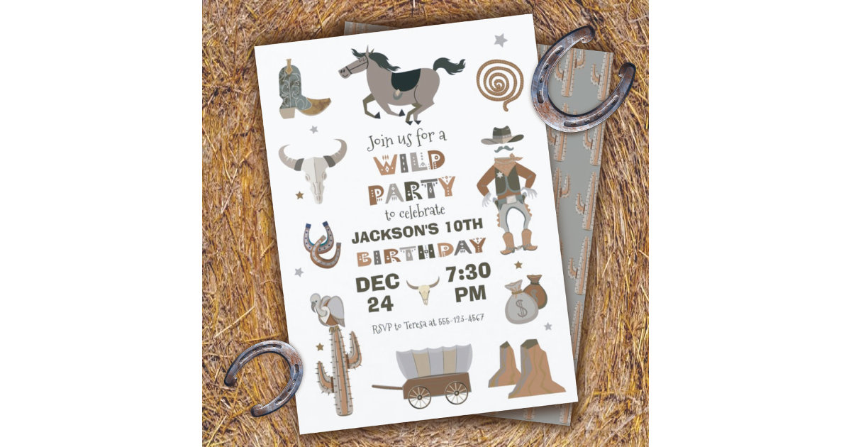 Wild West Cowboy Birthday Party Invitation | Zazzle