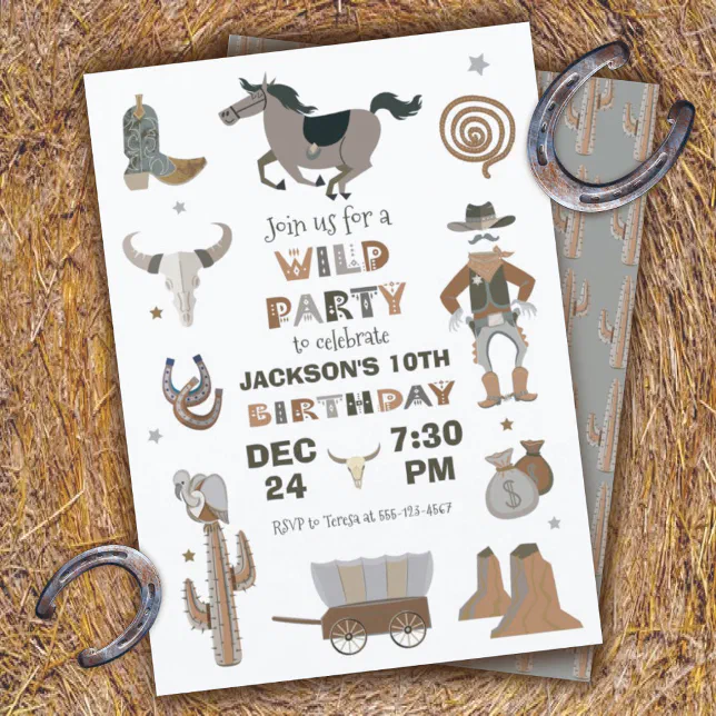 Wild West Cowboy Birthday Party Invitation | Zazzle