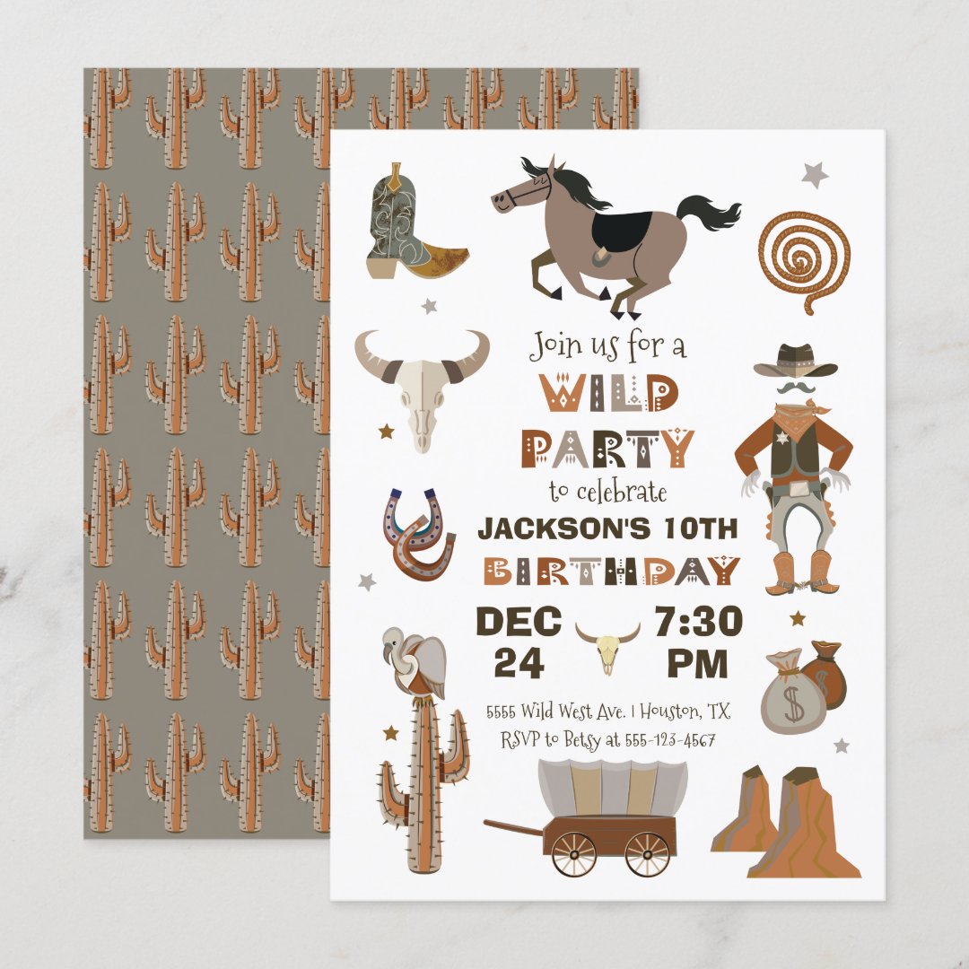 Wild West Cowboy Birthday Party Invitation | Zazzle
