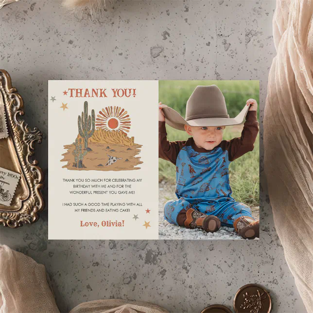 Wild West Cowboy Birthday Party Thank You Card | Zazzle
