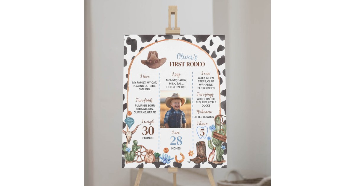 Wild West Cowboy First Birthday Milestone Sign | Zazzle