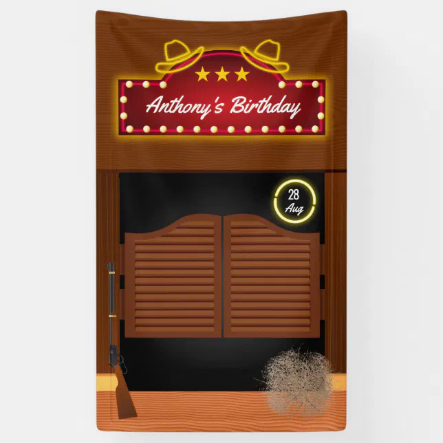 Wild West Cowboy Themed Birthday Banner | Zazzle