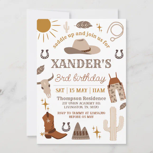Wild West Cowboy Western Party Birthday Invitation | Zazzle