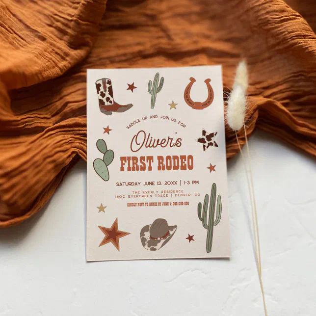 Wild West First Rodeo First Birthday Party Invitation | Zazzle