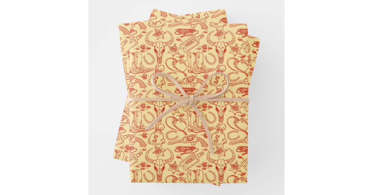 Wild West Old Cowboy Pattern Rustic Western Wrapping Paper Sheets | Zazzle