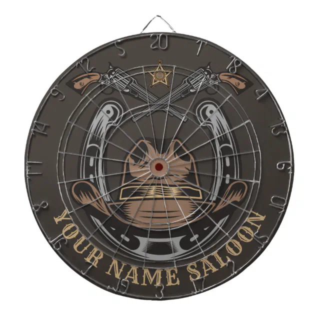 Wild West Revolver Horseshoe Western Cowboy Saloon Dart Board | Zazzle