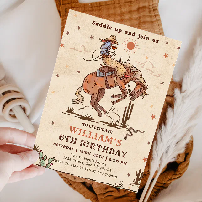 Wild West Rodeo Cowboy Birthday Party Invitation | Zazzle