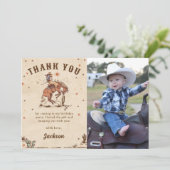 Wild West Rodeo Cowboy Birthday Photo Thank You Card | Zazzle