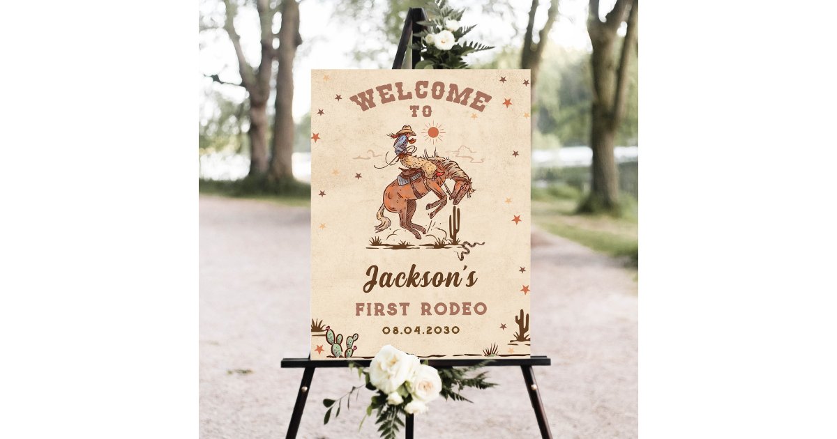 Wild West Rodeo Cowboy Birthday Welcome Foam Board | Zazzle