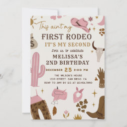 Wild West Rodeo Cowgirl Ranch 2nd Birthday Party Invitation | Zazzle