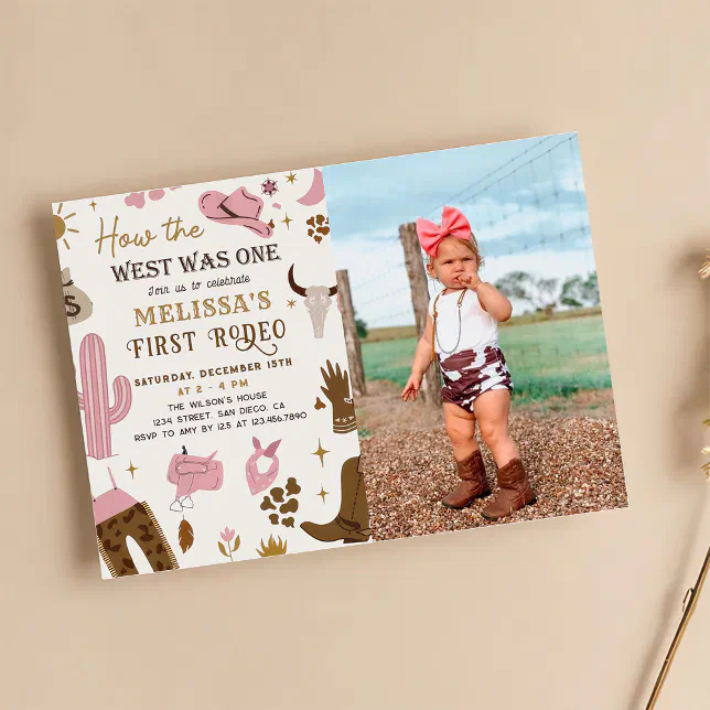 Wild West Rodeo Cowgirl Ranch Birthday Photo Invitation | Zazzle