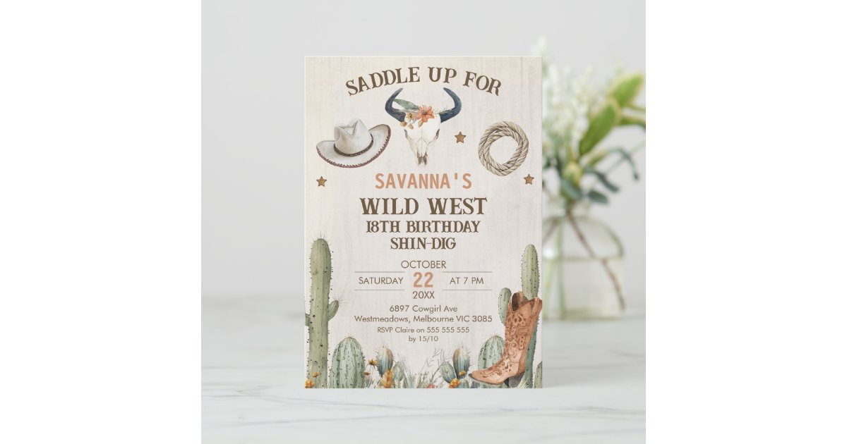 Wild West Shin-Dig Western Birthday Invitation | Zazzle