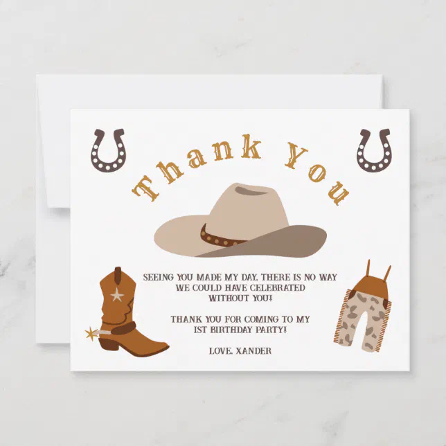 Wild West Western Rodeo Cowboy Thank You Cards | Zazzle