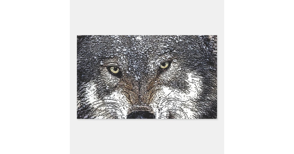 Wild Wolf Rectangular Sticker | Zazzle