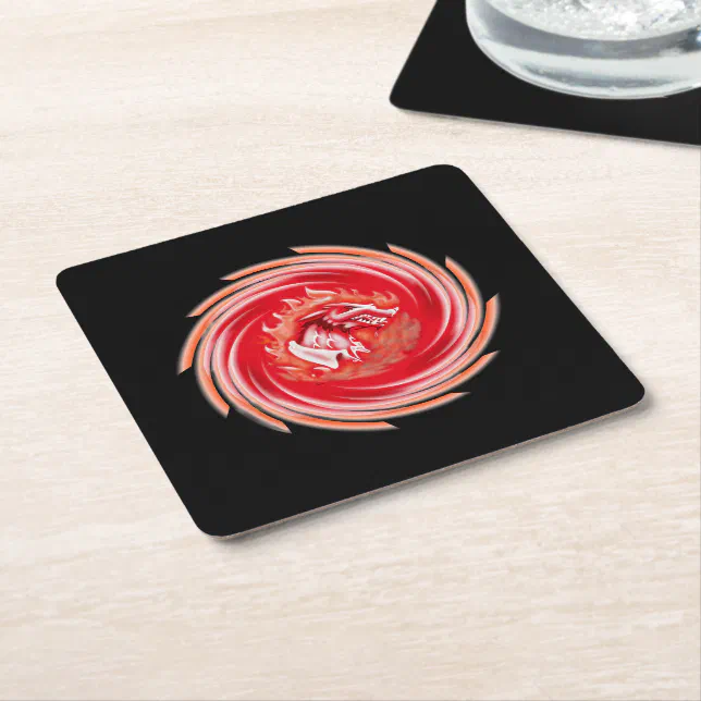 Wild Wolf Whirling black paper drink coasters | Zazzle