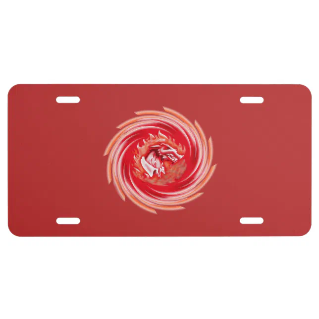 Wild Wolf Whirling red aluminum car license plate | Zazzle