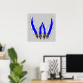 Wildcats Claw Ripping Through Design - Blue Poster | Zazzle