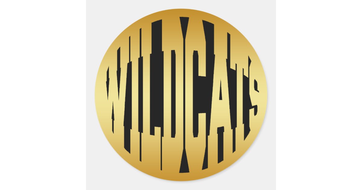 WILDCATS - GOLD CLASSIC ROUND STICKER | Zazzle