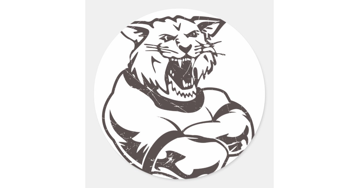 Wildcats Mascot Classic Round Sticker | Zazzle