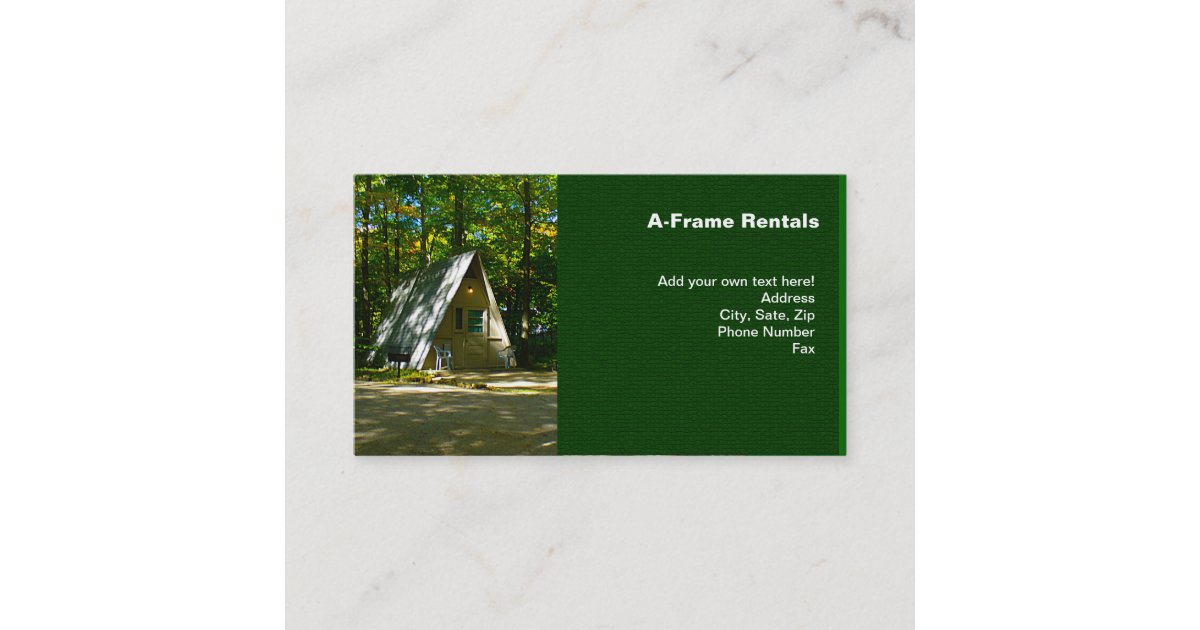 Wilderness A-Frame Camping at Campground Business Card | Zazzle