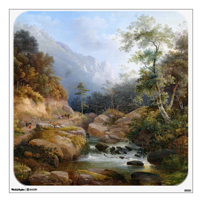Wilderness Hikers Stream Waterfall Tree Wall Decal | Zazzle