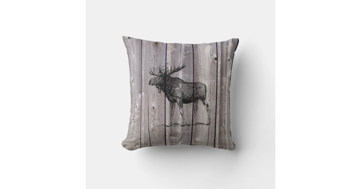 Wilderness Moose on Rustic Wood Cabin Throw Pillow | Zazzle